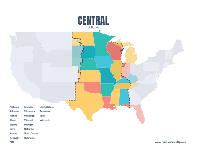 States in central time zone map for fast reference