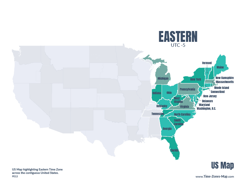 Know what states are in the eastern time zone with this map