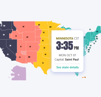US time zone map